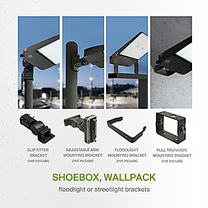 ASD LED Parking Lot Light Fixture | 150W 22400LM 5000K 100-277V IP66 | Dimmable, Photocell, Waterproof, DLC, UL Listed | Dusk to Dawn Outdoor Lamp, Shoebox Area Lighting | Bronze