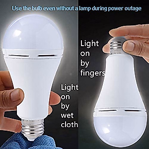 (6 Pack) A21 Rechargeable Emergency LED Bulbs 9W Daylight White 6000K, Multi-Function Battery Backup Emergency Light for Power Outage Camping Outdoor Activity, Standard E26 Screw Base