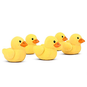 Pegmapri 14" Yellow Duck Stuffed Animal with Babies, Ducky Plush Playset with Zipper Pocket, 5pcs Ducklings Toys Plushie Birthday Gift for Kids Boy Girl