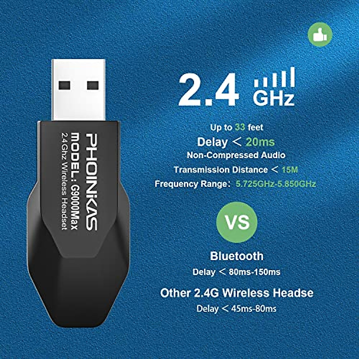 PHOINIKAS Wireless Gaming Headset with Microphone, G9000 2.4G Wireless Headset for PC PS4 PS5 Switch, Over Ear Headphones with 7.1 Stereo Sound, 3.5mm Wired Gaming Headset for Laptop/Phone/Tablet