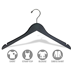 The Great American Hanger Company Wood Top Clothing Hangers, Box of 100, Black Finish