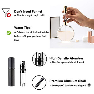 YEEJOK Travel Essentials for Women Men, Travel Perfume Bottles Refillable, Perfume Atomizer Spray Container, Mini Portable Easy Pump Refilled 5ml Bottle for Flying,Purse,Travel,Vaction Essentials