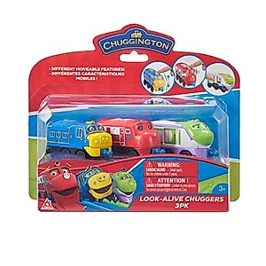 Chuggington - Look Alive Chuggers 3-Pack - Wilson, Brewster, Koko - Connectable Train Toys with Moving Parts - Free-Rolling Wheels - 3.75 Inch Scale - Gift for Preschool Kids Age 3 and Up