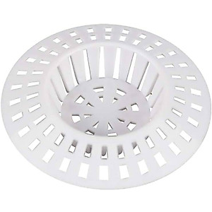 Kitchen Sink Filter Reusable Plastic Bath Sink Strainer Set 7 cm Pack of 2 White