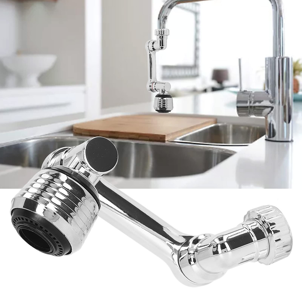 YWBL-WH Faucet Extender Bendable 1080 Degree Rotating Faucet Extender for Kitchen Sink Faucet Extension Acessories