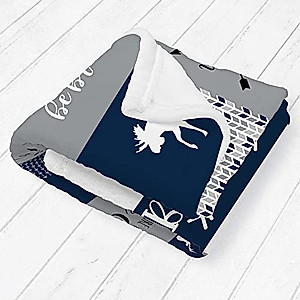Blue Woodland Personalized Baby Blanket for Boys - Custom Baby Blankets For Boys - Deer Baby Blanket- Woodland Nursery Décor - Baby Blankets For Boys Personalized (Blue Woodland)