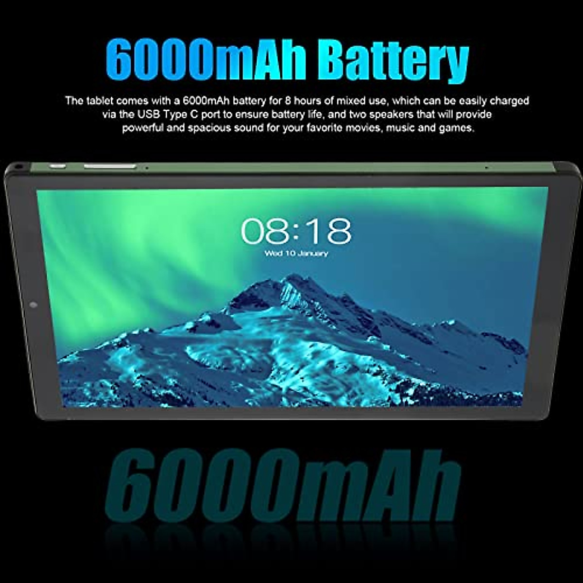 10.1 Inch 11 Tablets, 4G Kids Tablet, Octa Core 6G RAM 128G ROM, 1080P IPS Touch Screen, 5+13MP Dual Camera, 2.4G/5G WiFi, 6000mAh Battery, USB C, Green