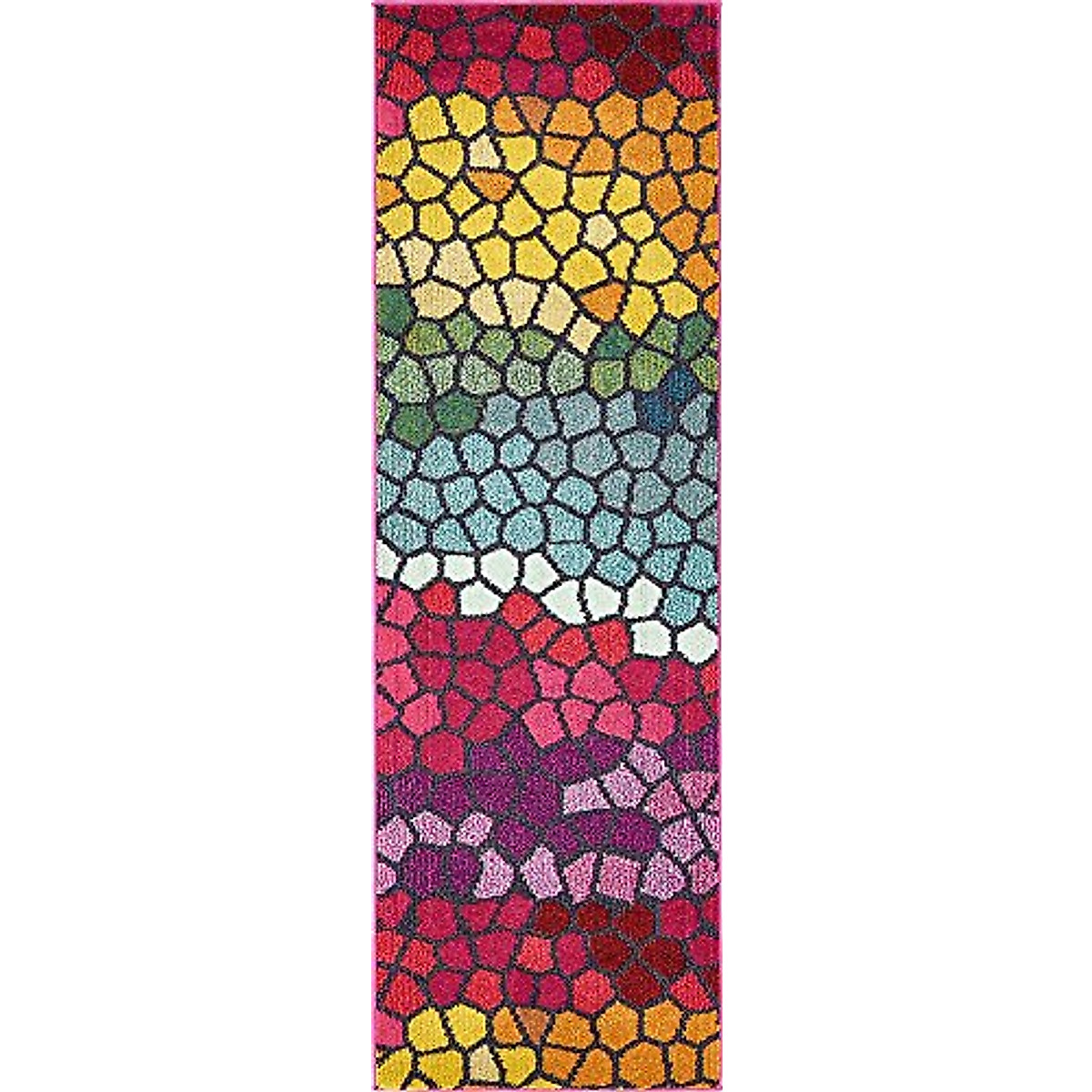 Unique Loom Estrella Collection Geometric, Abstract, Colorful, Modern, Mosaic Area Rug, 2 ft 2 in x 6 ft 7 in, Multi/Blue