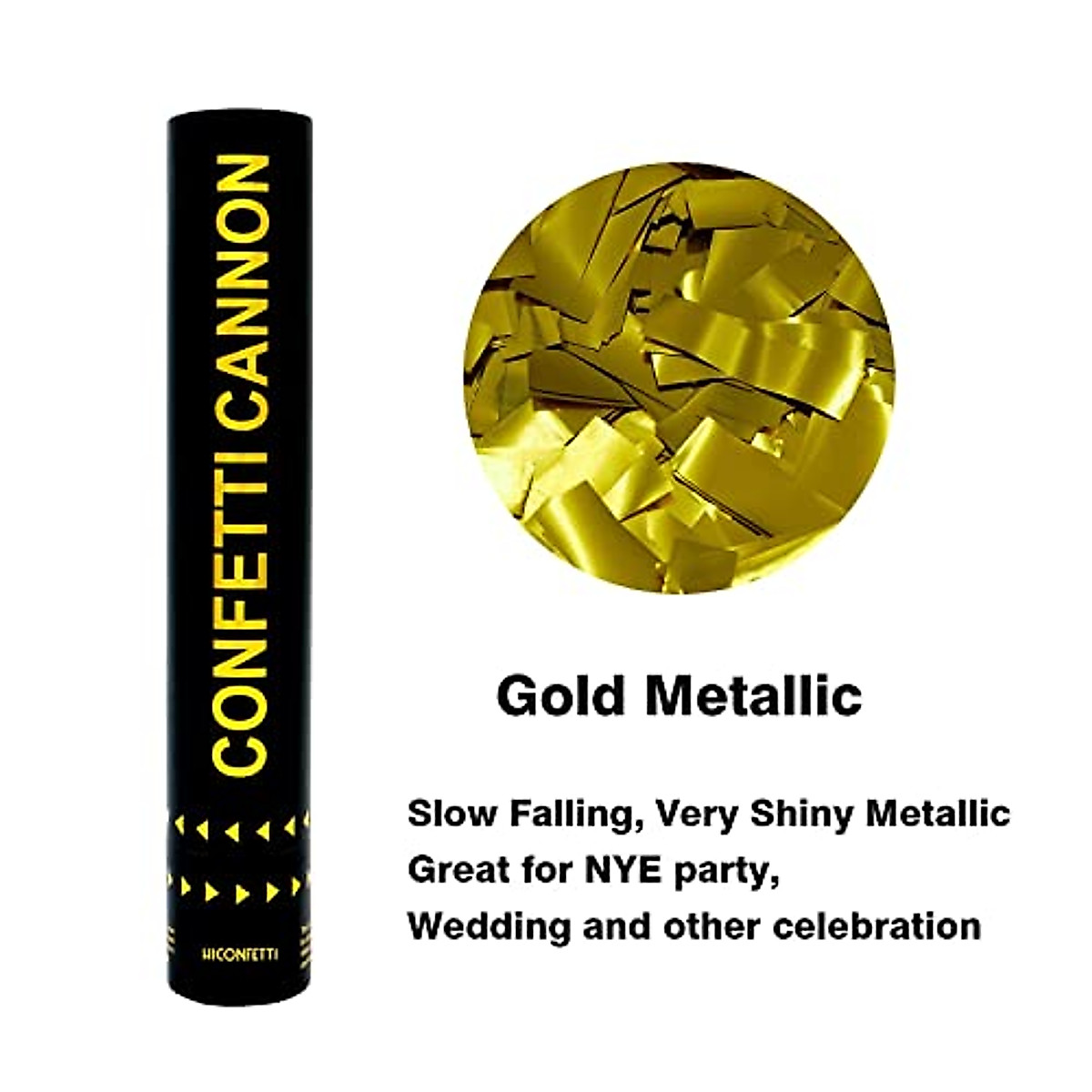 HICONFETTI 4 Pack Gold Confetti Cannons for Indoor/Outdoor Celebration, New Years, Birthday, Surprise Party, Baby Shower, Graduation, Wedding, Festival, Anniversary, Event and Party Supplies