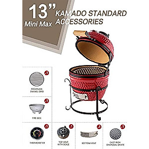 RJMOLU BBQ Grill, Ceramic Smoker Barbecue Grill, Portable Barbecue Grill for 3-5 Persons, Charcoal BBQ for Table Camping Outdoor Garden Grill BBQ Utensil