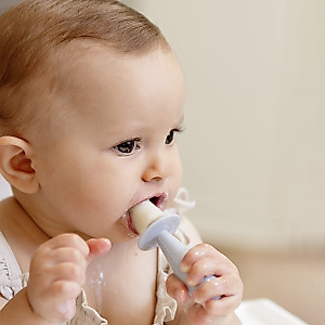 ezpz Tiny Pops (Pewter) - Popsicle Mold Set with Wands for Infants 4 Months + - Two Pack - Baby Essentials - Teething Relief