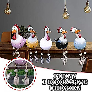 POKSAUAE 5PCS Resin Rooster Outdoor Statues Funny, Waterproof and Does not Fade Suitable Courtyard, Garden, Balcony Decoration