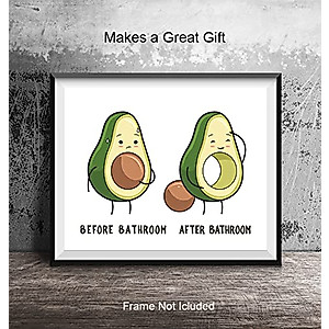 Funny Cute Bathroom Wall Art Sign for Women, Men, Kids Bath, Powder Room, Restroom - Unique Original Powder Room Or Guest Bathroom Decor, Home Decoration - 8x10 UNFRAMED Poster Print Artwork