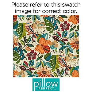 Pillow Perfect Tropic Floral Outdoor Throw Accent Pillow Plush Fill, Weather, and Fade Resistant, 18.5" x 18.5", Ivory, 2 Count