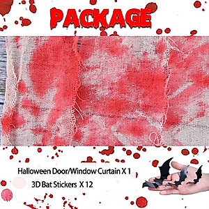APHRODY 6.5X6ft Halloween Door Decorations, Creepy Red Cloth Hanging Decor Halloween Party for Home Outdoor Indoor, Front Door, Doorway, Entrance, Window