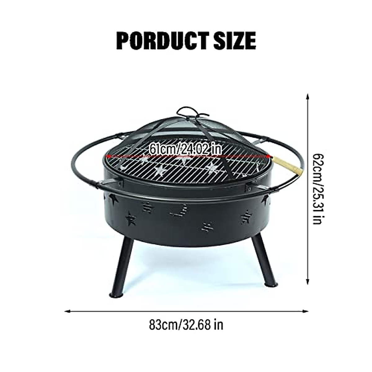 LIUXUEFE Outdoor Fire Pit Stove, Portable Log Burner, BBQ Camping Brazier, Garden Patio Charcoal wo-od Furnace