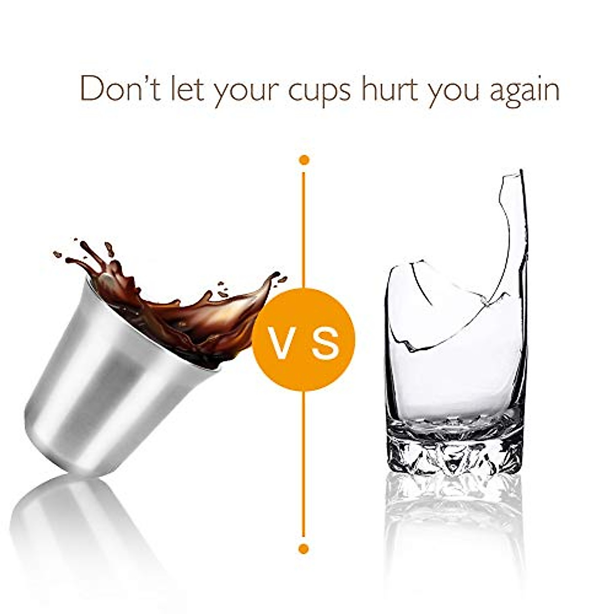 tombert 80mL (2.7 Ounce) Stainless Steel Espresso Cups Double Wall Vacuum Insulated - Set Of 2 Demitasse Cups