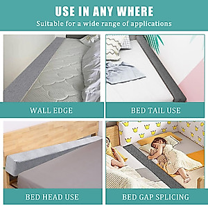 Bed Gap Filler for Headboard, Mattress Gap Filler for Twin/Full/King Bed, Thick Mattress Extender Between Mattress and Headboard or Wall, High Density Sponge, Removable Cover 70×2×6in, Dark Gray