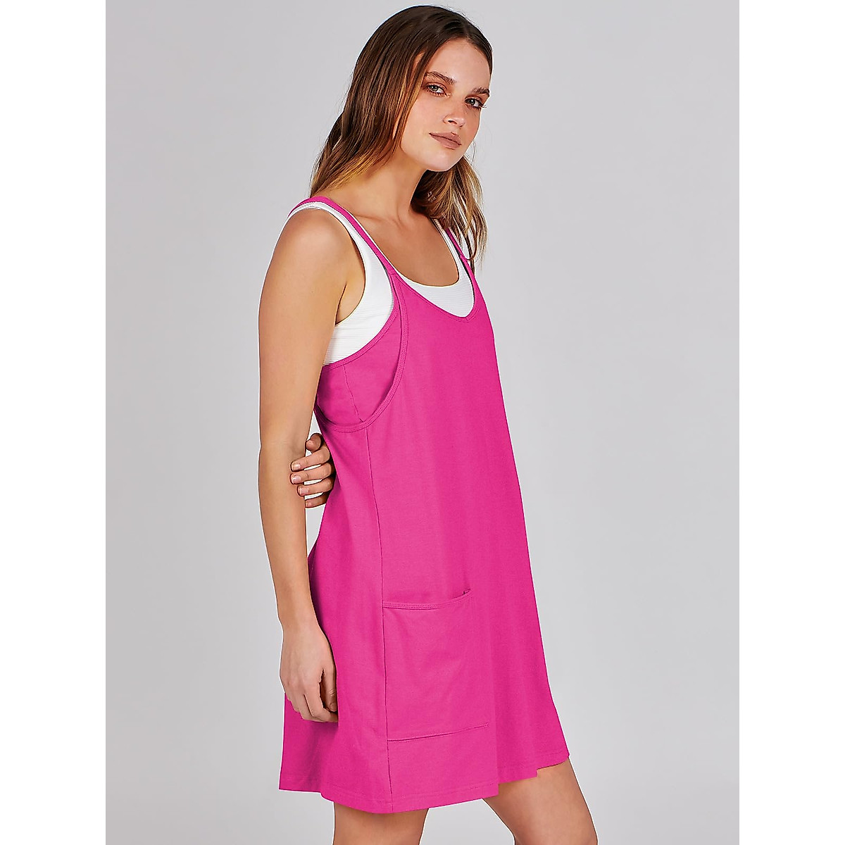 ANRABESS Women Summer Mini Romper Dress Workout Tennis Active Sports Athletic Outfits Built in Shorts Trendy Vacation Hot Pink X-Large