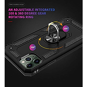 ADDIT Phone Case for iPhone 11 Pro,Military Grade Protective iPhone 11 Pro Cases Cover with Ring Car Mount Kickstand for iPhone 11 Pro - Black