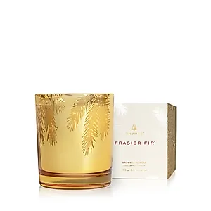 Thymes Frasier Fir Candle – Pine Needle Design – Holiday Candles – Scented Candle – Notes of Crisp Siberian Fir, Cedarwood & Sandalwood – Luxury Home Fragrance – Gold Candle Jar (Gilded, 6.5 oz)
