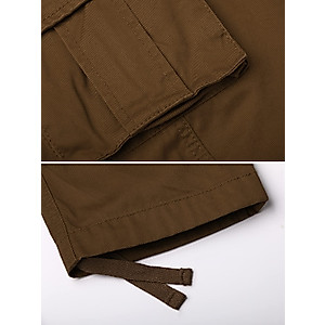 OCHENTA Men's Casual Military Cargo Pants Relax Fit, 8 Pockets Work Combat Outdoor Hiking Slacks Brown Coffee 30