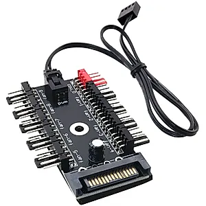 LRONG 1PC PC Chassis Fan Hub CPU Cooling HUB Fan PWM Hub SATA Controller Speed Controller