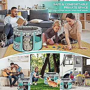 TASDISE Portable Pet Playpen, Foldable Dog Playpen, Exercise Kennel Tent for Puppy, Dog, Cat, Rabbit, Great for Indoor Outdoor Travel Use,Come with Free Carrying Case