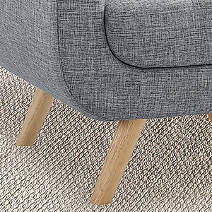 ROSEVERA Rylee 30”Accent Fabric Upholstered Arm Tufted Comfy for Reading in Bedroom,Living Room, Sofa Chair,Armchair for Small Space,Wood Legs, Standard, Gray Linen