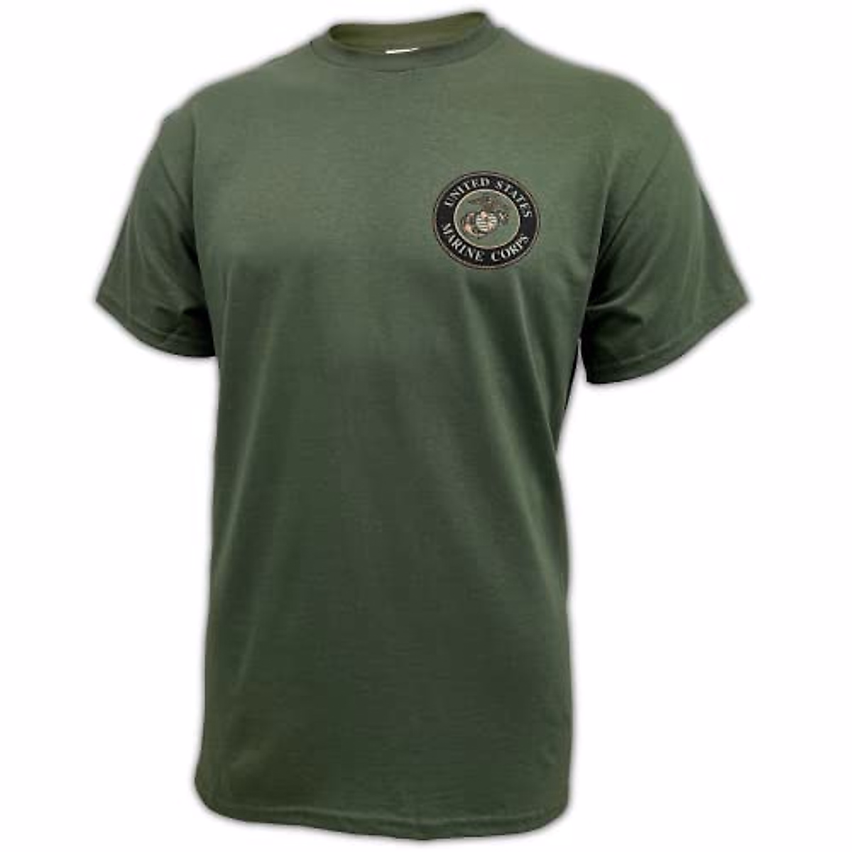 Armed Forces Gear Men's US Marines Camo Flag T-Shirt - Official Licensed United States Marine Corps Shirts for Men (OD Green, Large)