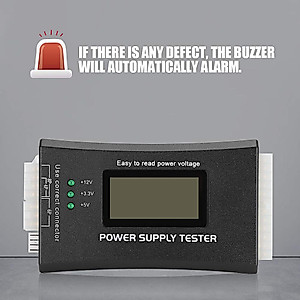 20/24 4/6/8 Pin Computer PC Power Supply Tester with LCD Display and Buzzer for ATX, ITX, BTX, PCI E, SATA, HDD