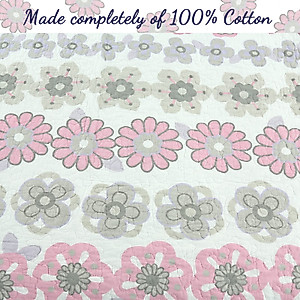 Cozy Line Home Fashions Light Purple Lavender Pink Floral 100% Cotton Reversible Quilt Bedding Set, Bedspread, Coverlet for Girls (Lilac Flower, Twin - 2 Piece)