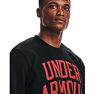 Under Armour Men's Rival Terry Crew Neck T-Shirt, Black (002)/Phoenix Fire, Medium