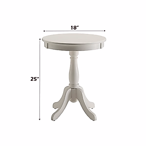 Acme Alger Round Wooden End Table in White