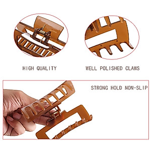 Alemaky 12 Pack Square Claw Clips, Big and Small Neutral Rectangle Hair Claw Clips, Non-slip Matte Large Hair Clips for Women,Strong Hold jaw clip for Thick Thin Hair (clear Jelly colour)