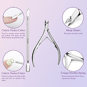 13 in 1 Nail File Set, Nail File and Buffer, Double Sided 100/180 Grit Nail Files, Mery Board, Cuticle Nippers, Cuticle Pusher, Cuticle Peeler, Cleaning Brush, Professional Manicure Tools(Purple)