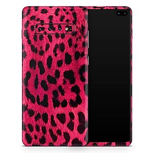 DesignSkinz Fuzzy Real Pink Leopard Print Protective Vinyl Decal Wrap Skin Cover Compatible with The Samsung Galaxy S20 (Screen Trim & Back Glass Skin)
