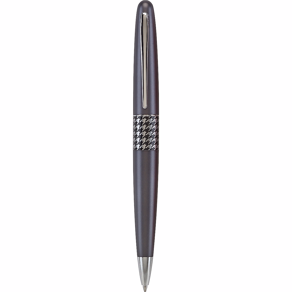 PILOT MR Retro Pop Collection Ballpoint Pen in Gift Box, Gray Barrel with Houndstooth Accent, Medium Point Stainless Steel Nib, Refillable Black Ink (91425)