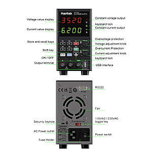 Hantek DC Power Supply Variable,35V 6A 4 Digit Display Voltage and Current Adjustable Switching Regulated Bench Power Supply with Memory 10 Groups (35V-6A-4 Digital Display)