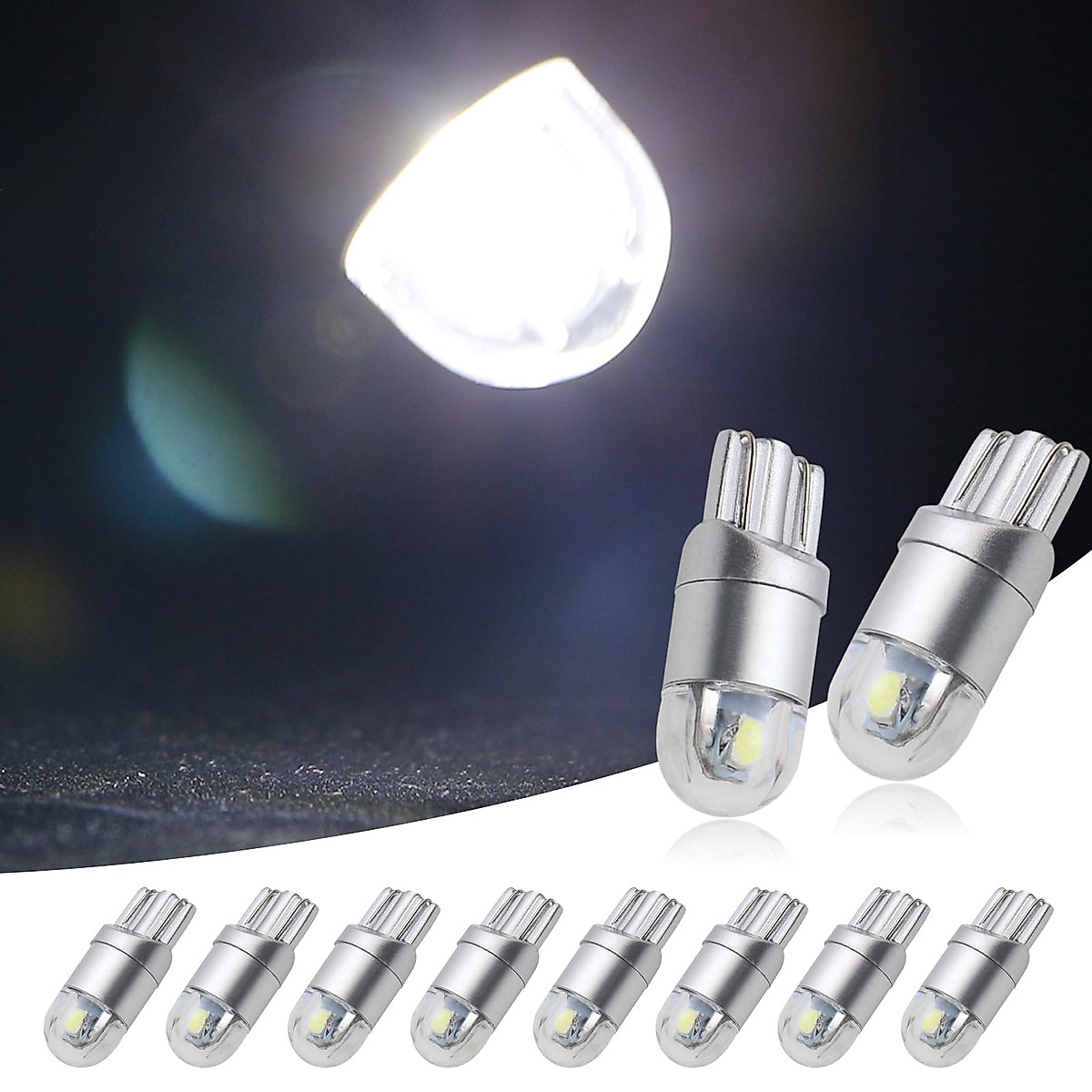 Hawyet 10 PCS Universal Car License Plate Light, 10MM x 25MM Car Bright LED T10 Width Light, Super Bright LED Car Bulb, Compatible with Most Car Models (White)