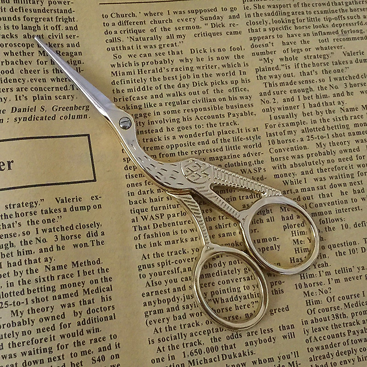 BIHRTC 4.5" Stainless Steel Sharp Tip Classic Stork Scissors Crane Design Sewing Scissors DIY Tools Dressmaker Shears Scissors for Embroidery, Craft, Needle Work, Art Work & Everyday Use (Gold)