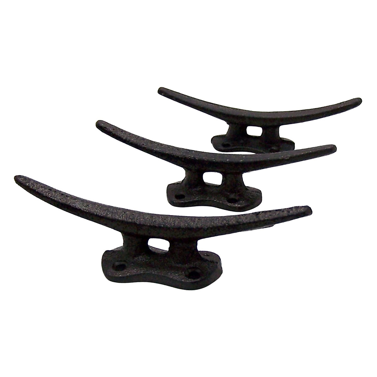 Brown Boat Cleat Cast Iron Wall Hooks, Wall Mounted for Hanging Coats, Purses, Towels, Hats, Beach Themed Wall Décor, Set of 3, 5.75 Inches High
