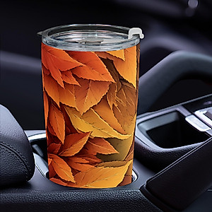 QWEUIOP 20oz Insulated Travel Coffee Mug Autumn Maple Leaf Stainless Steel Tumbler with Lid Double Wall Vacuum Coffee Cup For Hot and Cold Drinks14190