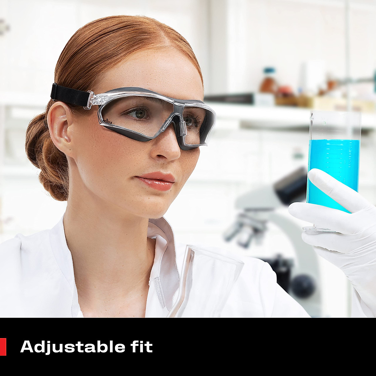 NoCry Anti Fog Safety Goggles for Women with Premium Anti Scratch Coating; ANSI Z87 Certified Chemistry Goggles, Protective Goggles with Adjustable Headband — Perfect Dust Goggles and Science Goggles