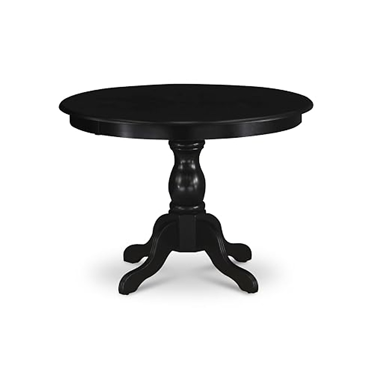 East West Furniture HBEL5-ABK-35 5 Piece Kitchen Table & Chairs Set Includes a Round Dining Room Table with Pedestal and 4 Doeskin Linen Fabric Upholstered Chairs, 42x42 Inch, Wirebrushed Black