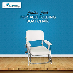 MARINE CITY Aluminum Portable Folding Cushioned Comfortable Boat Deck Beach Chair with Foam Padding for Marines – Boats – Yachts – Ships (Pack of 1)