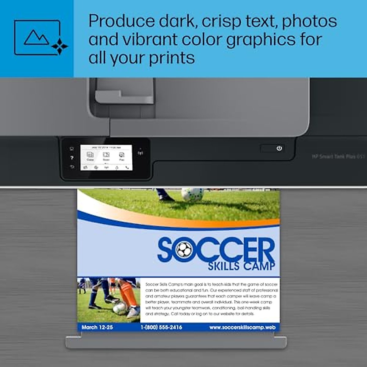 HP Smart -Tank Plus 651 Wireless All-in-One Ink -Tank Printer, up to 2 Years of Ink in Bottles, Auto Document Feeder, Mobile Print, Scan, Copy, Works with Alexa (7XV38A)