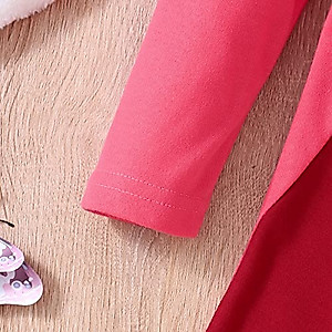 moomtaikid Baby Toddler Girls Dresses Rainbow 3D Heart Splicing Dress O-Neck Long Sleeve Princess Dress Pink 18-24M