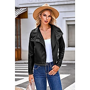 luvamia Zip Up Jacket Women's Leather Jacket Black Leathwr Jacket Women Black Pleather Jacket Women Black Jacket Women Black Jacket Women Zip Up Black Faux Leather Jacket Women Black large Size 12 14