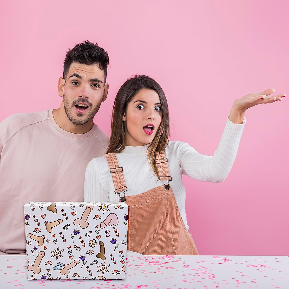 Vnaaem Funny Wrapping Paper 6 Pc Rude Shape for Adult Friends Men Women Gay Anniversary Birthday - 19.6 X27.8Inch